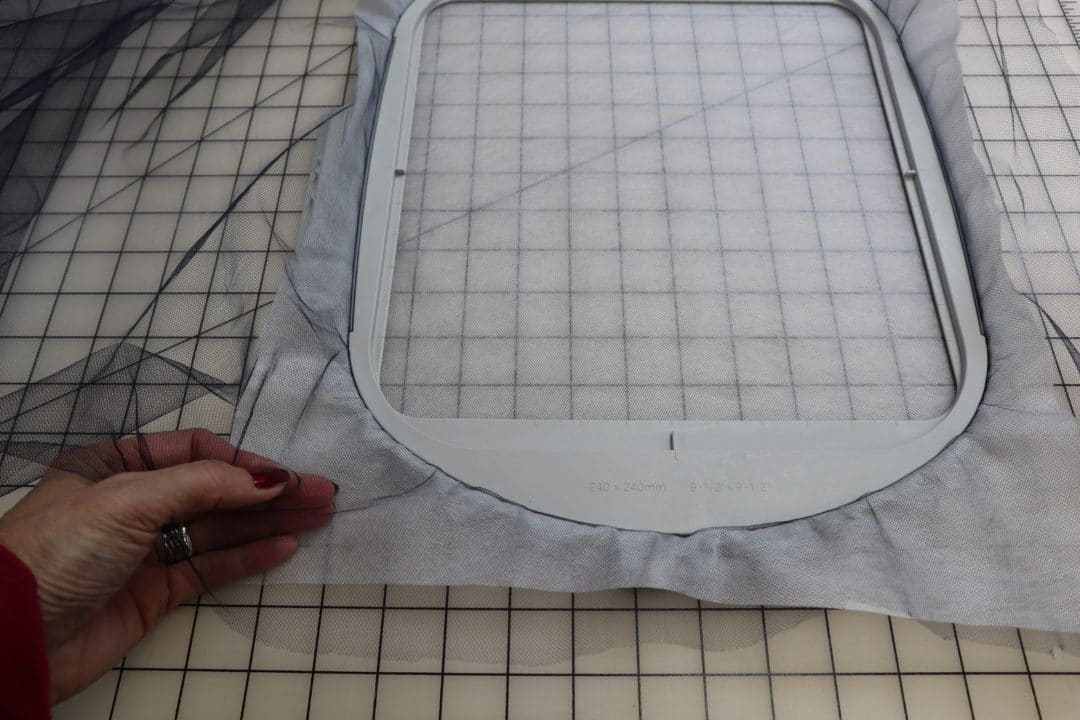 Embroider Lace on Tulle Fabric Tutorial ~ Angela Wolf's Sewing Blog