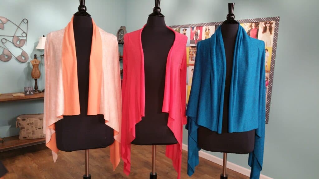 Learn how to drape a sweater jacket with Angela Wolf